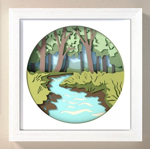 Tranquil Waterscape Trio: River, Lake, and Waterfall 3D Paper Cut ...