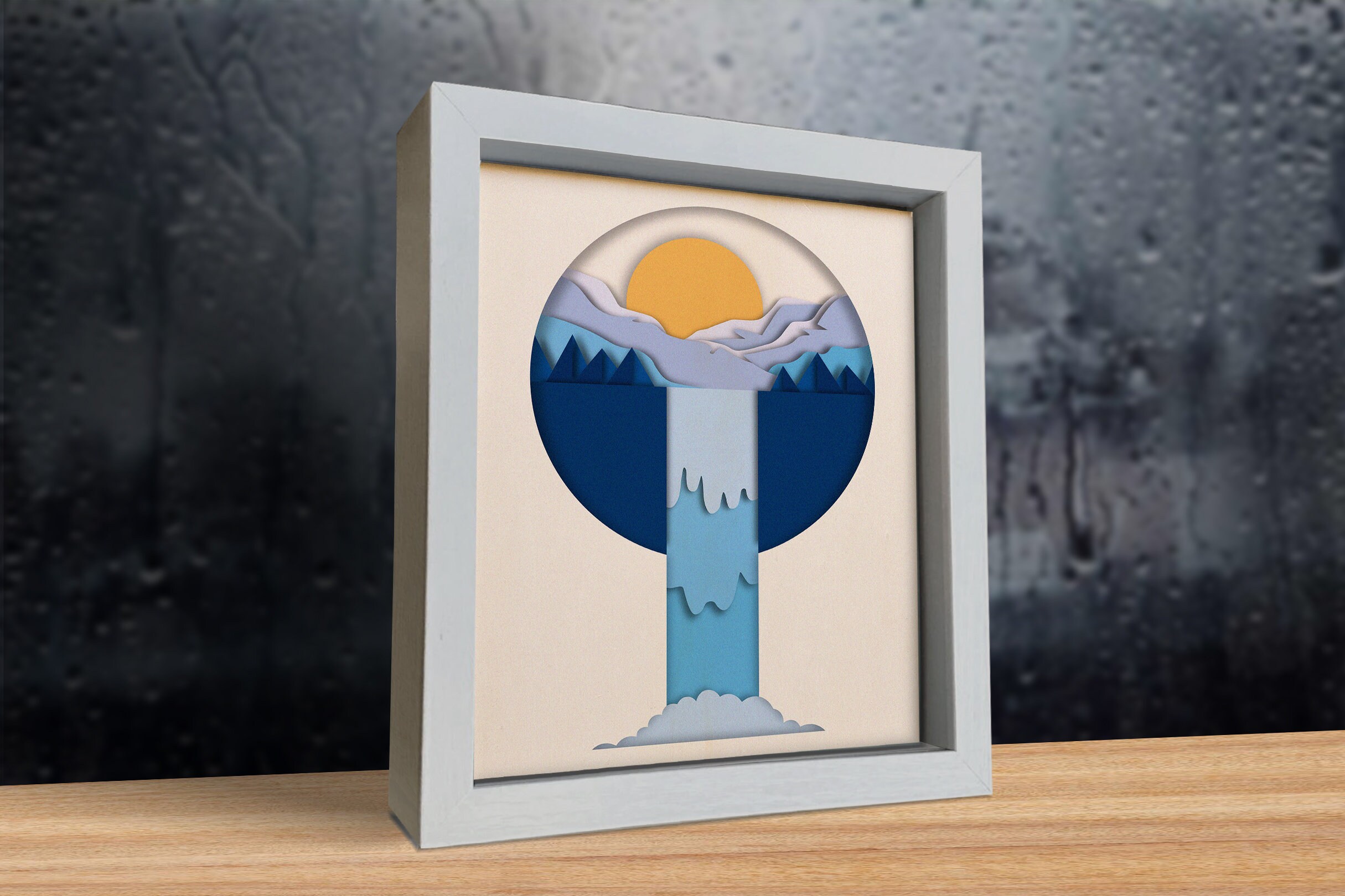 Layered Landscape Waterfall Shadow Box - Handcrafted - BestOfBharat