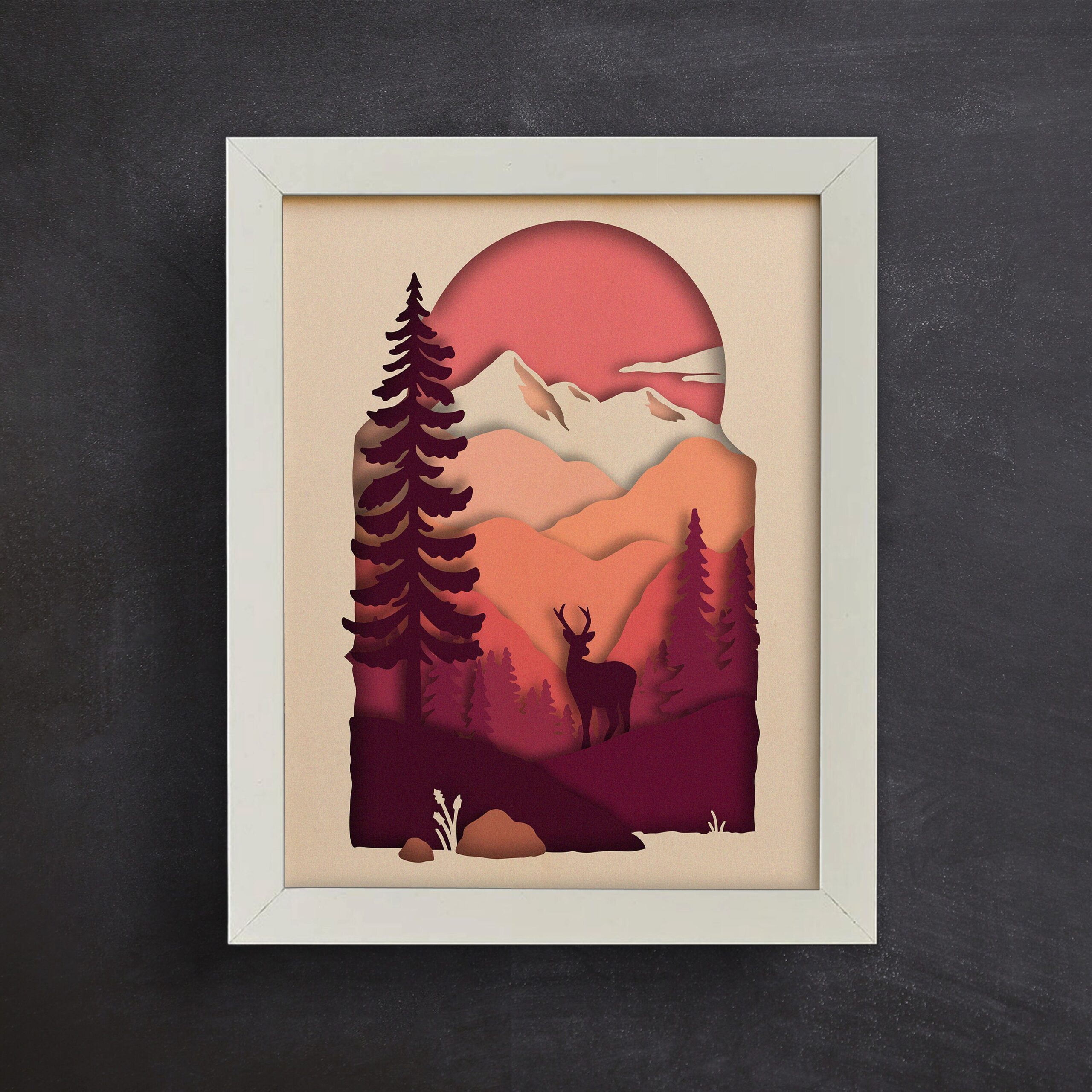 Nature's Majesty: 3D Mountain Landscape Shadow Box - BestOfBharat