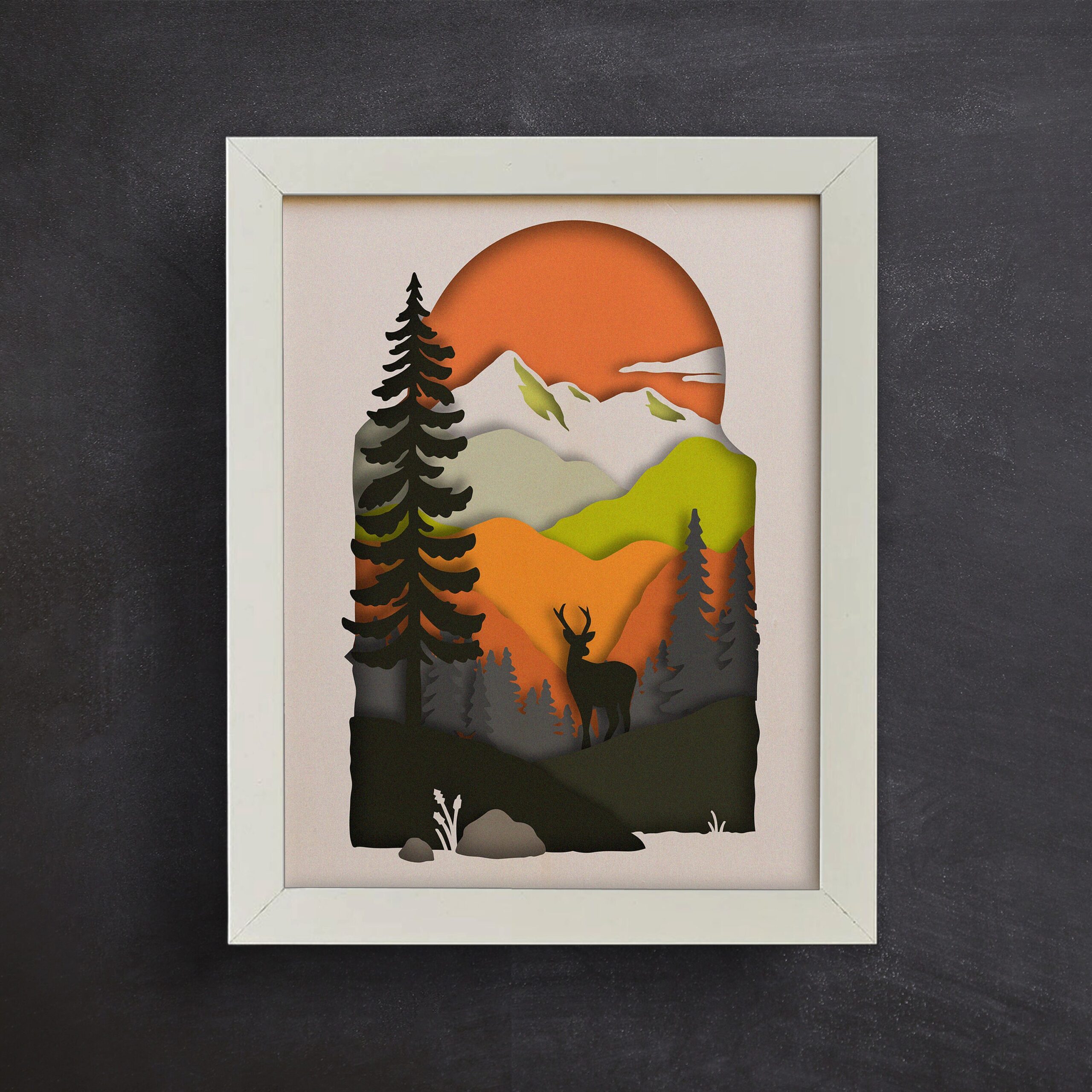 Nature's Majesty: 3D Mountain Landscape Shadow Box - BestOfBharat