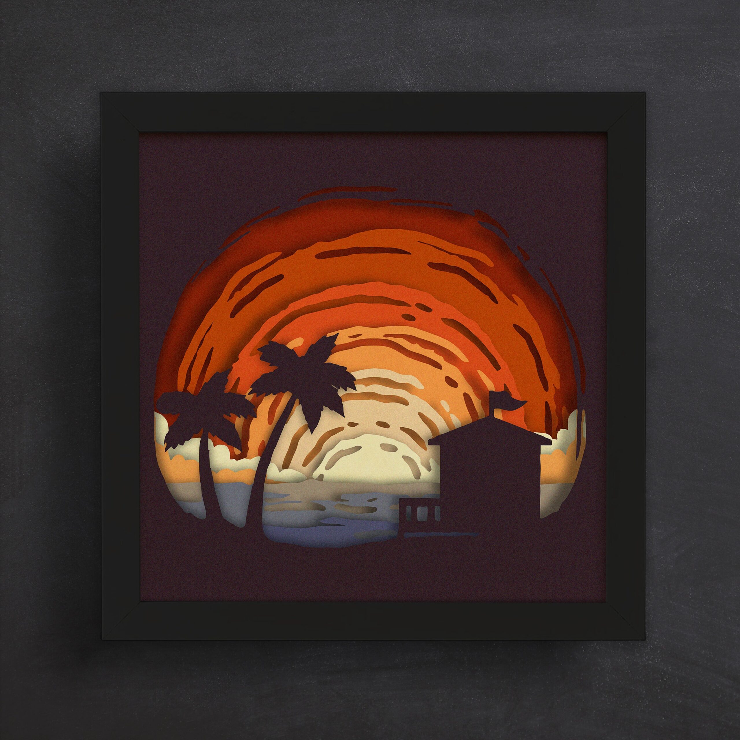 Sunset Beach Shadow Box - DIY 3D Craft Project - BestOfBharat