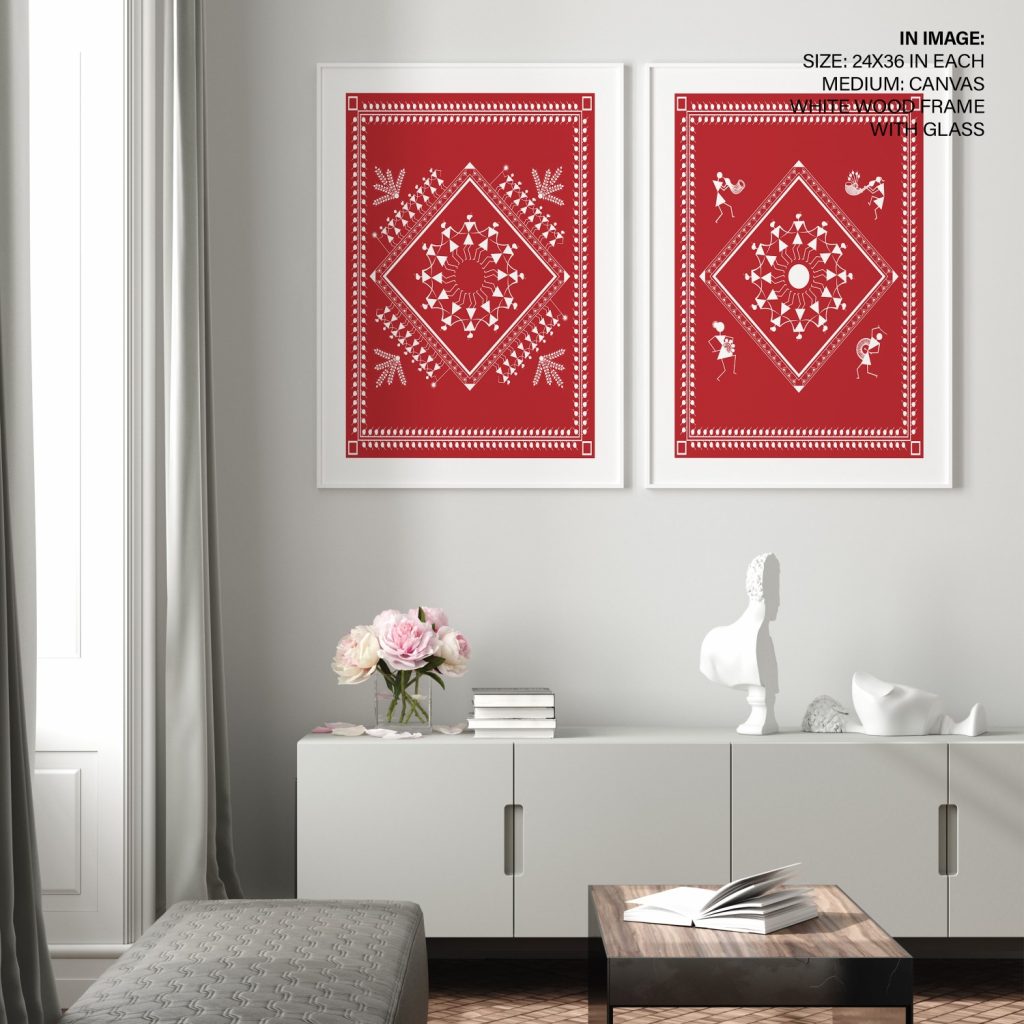 Set of 2 traditional warli chaupal - BestOfBharat