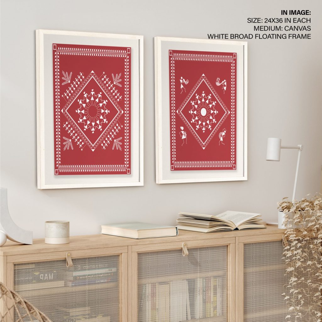 Set of 2 traditional warli chaupal - BestOfBharat