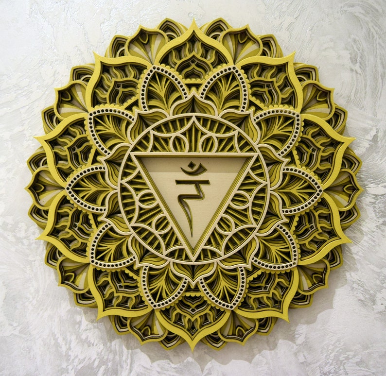 Solar Plexus Chakra Mandala Wood Wall Art - Spiritual Decor for Yoga ...