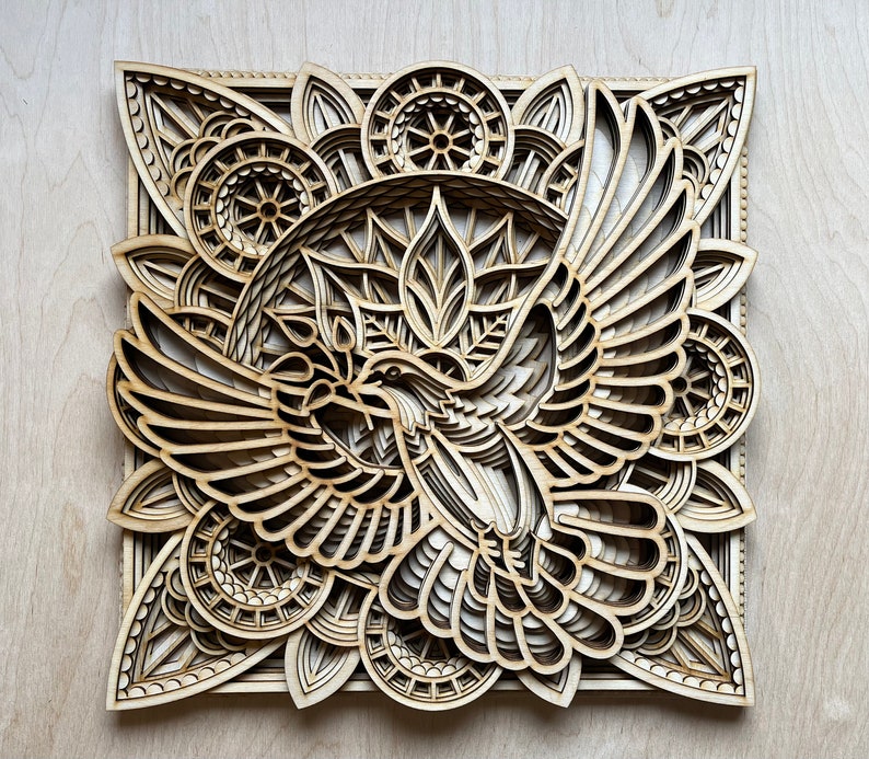 Sculpture | WHITE DOVE Mandala FREEDOM Symbol Wood Wall Art Boho Decor ...