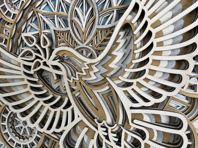 WHITE DOVE Mandala FREEDOM Symbol Wood Wall Art Boho Decor Spiritual ...