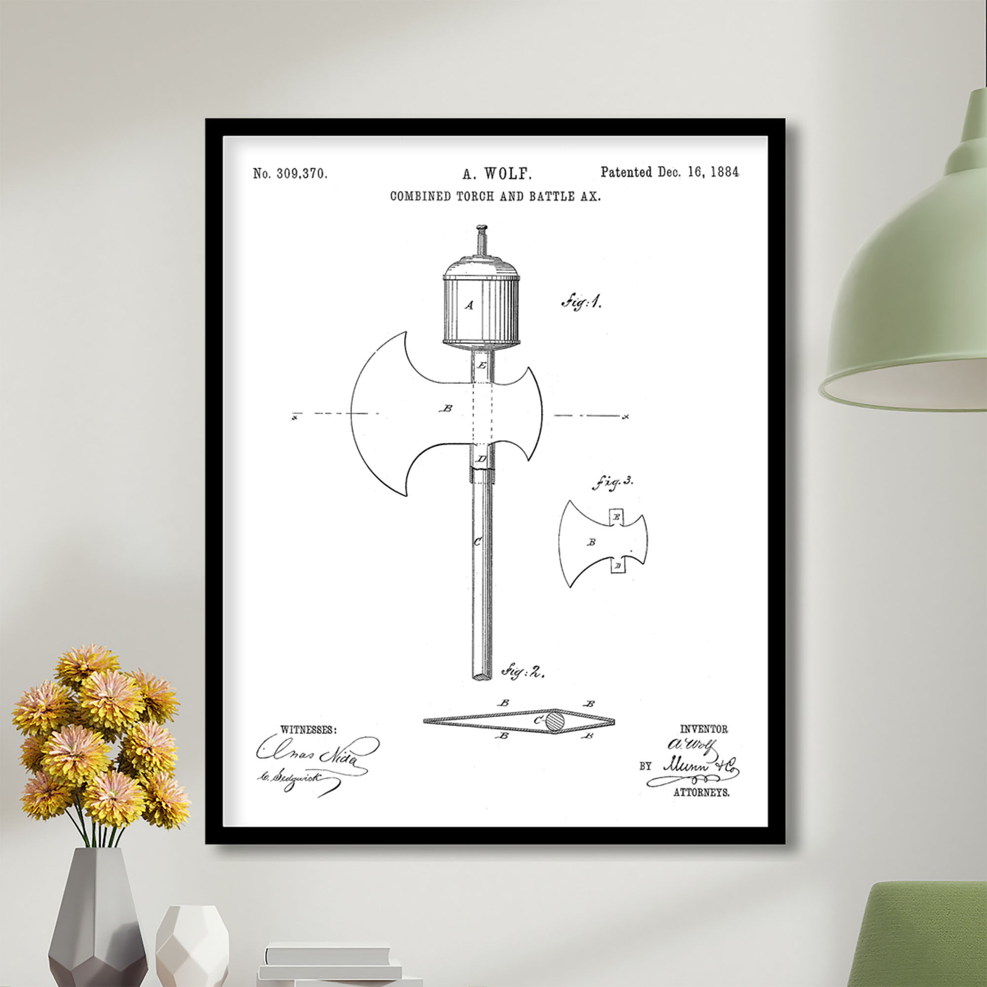Framed Art | Combined torch and battle axe 1884 | 50+ Frame Styles ...