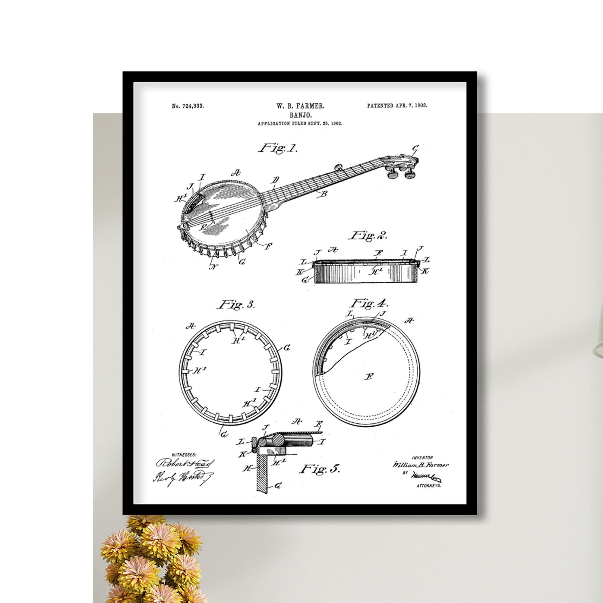 Banjo 1902 - Wall Art - Choose Size & Frames, Non Toxic Home Decor ...