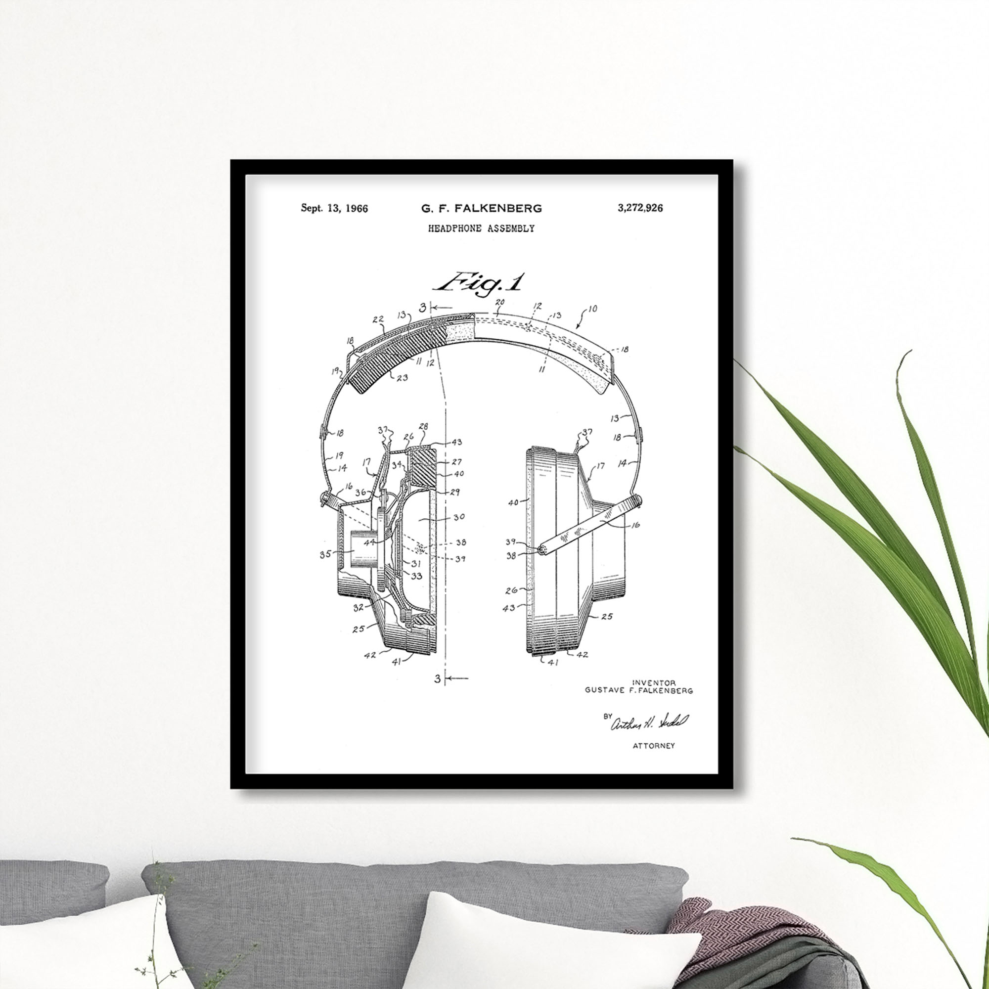Headphone assembly 1966 - Wall Art, Hanging Wall Decor, Home Decor ...