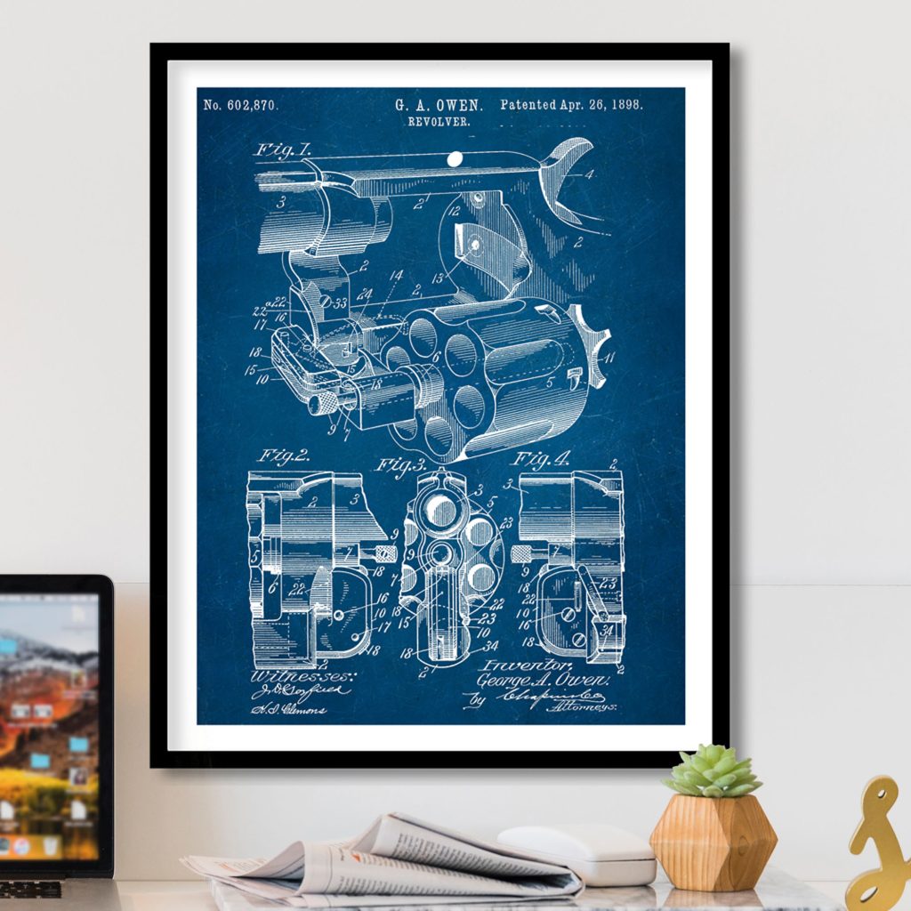 Revolver 1898 blue - Wall Art, Hanging Wall Decor, Home Decor ...