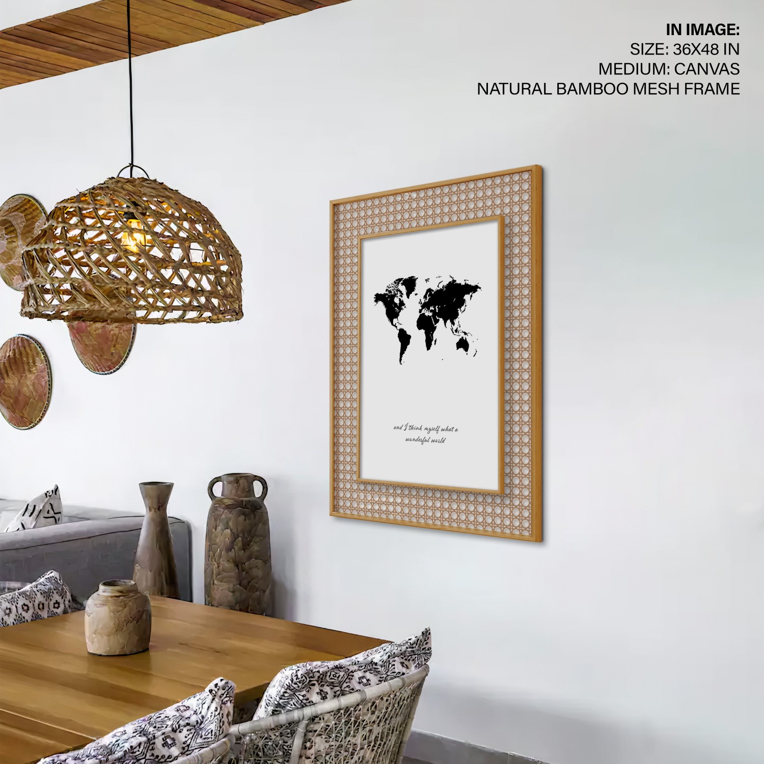 What a wonderful world - map, quotes - Wall Art Decor, Framed Painting ...