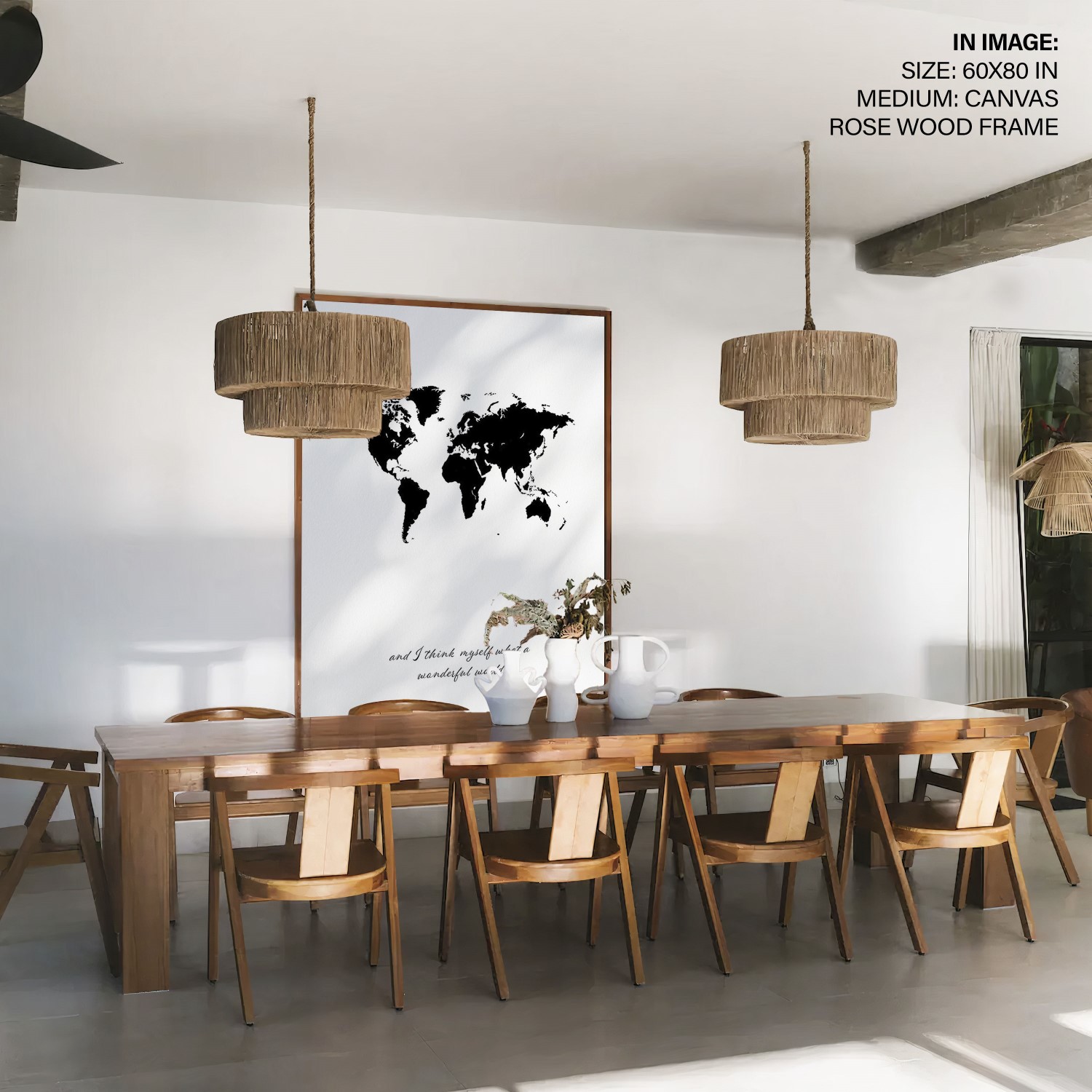 What a wonderful world - map, quotes - Wall Art Decor, Framed Painting ...