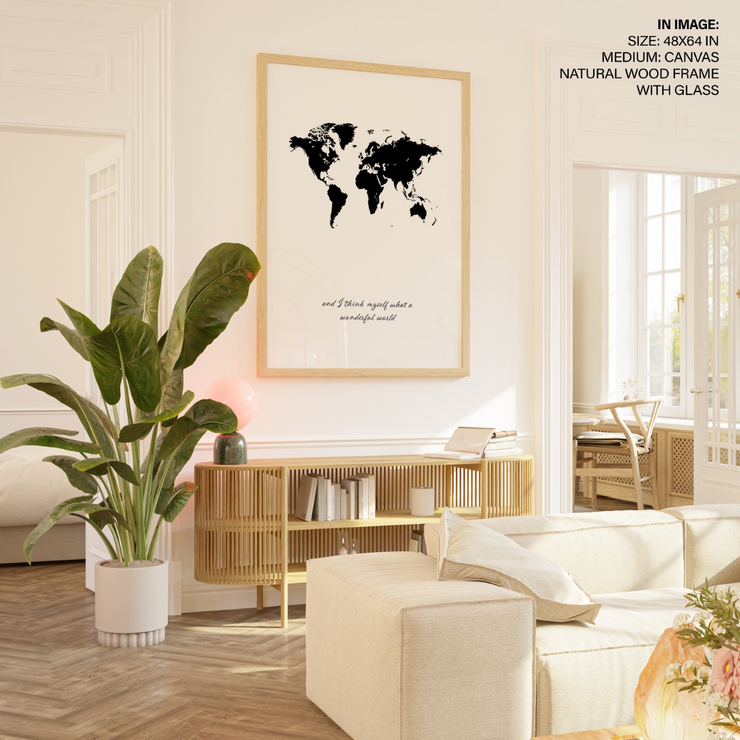 What a wonderful world - map, quotes - Wall Art Decor, Framed Painting ...