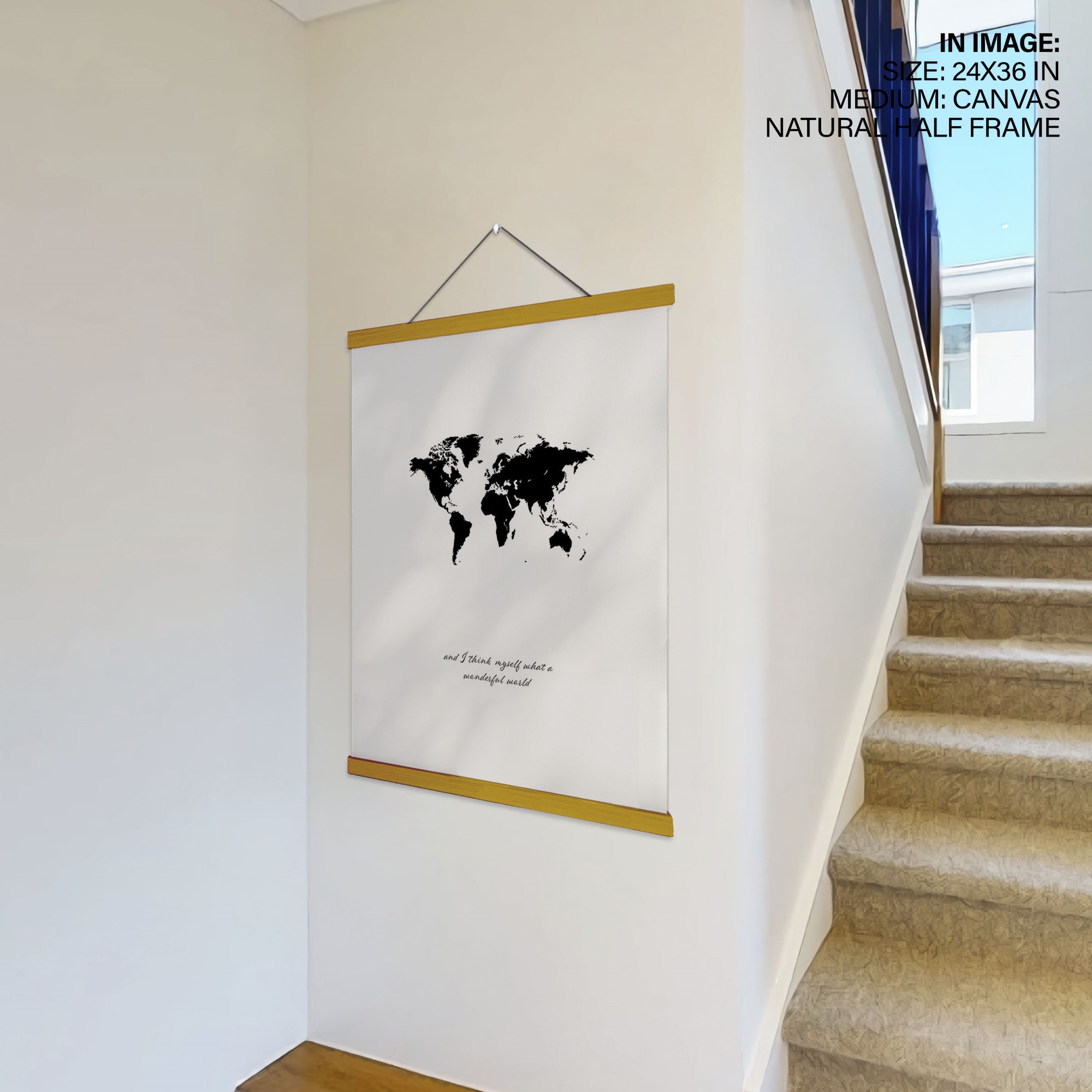 What a wonderful world - map, quotes - Wall Art Decor, Framed Painting ...