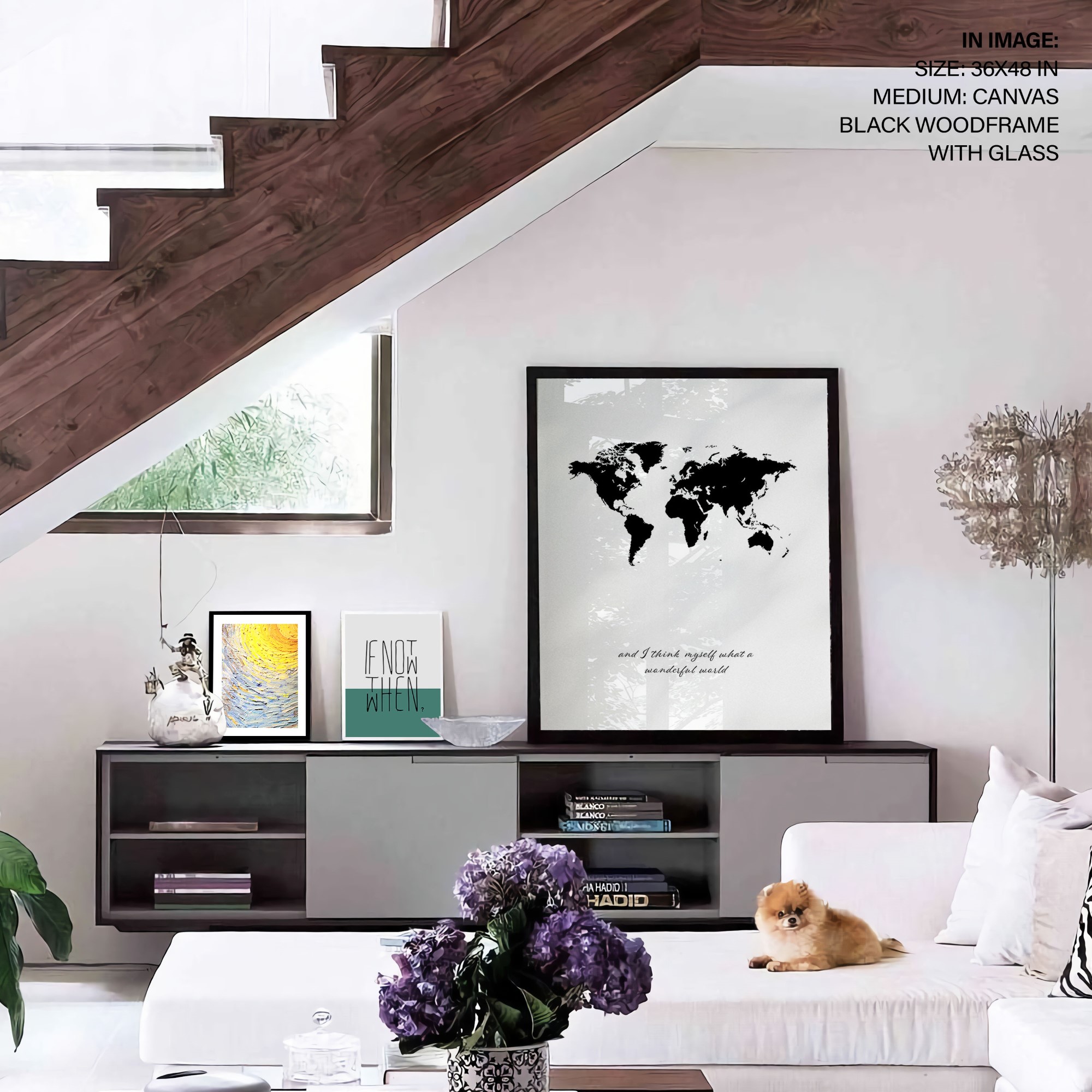 What a wonderful world - map, quotes - Wall Art Decor, Framed Painting ...