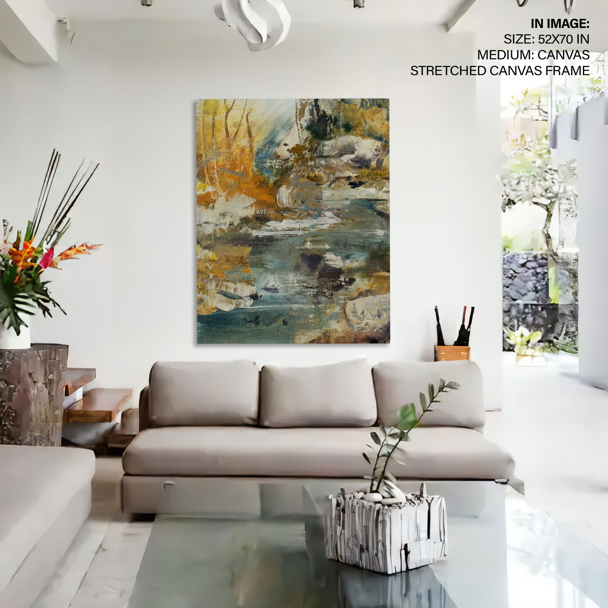 Abstract river landscape painting - Wall Art - 10+ Sizes, 50+ Frames ...