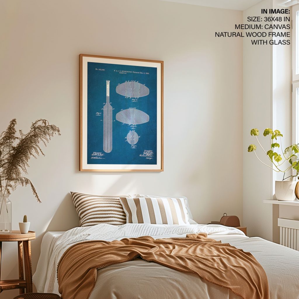 Cricket bat 1890 blueprint - Wall Art Decor, Framed Painting, Home ...