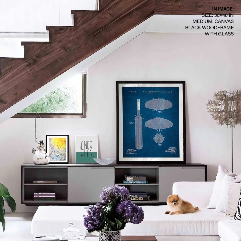 Cricket bat 1890 blueprint - Wall Art Decor, Framed Painting, Home ...