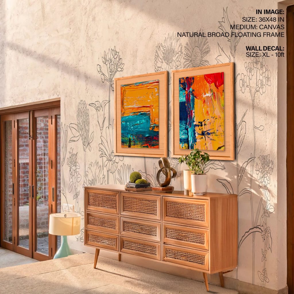 Set of 2 colorful abstract - Wall Art Decor, Framed Painting, Home ...