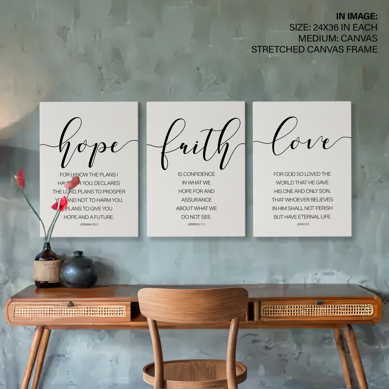 Framed Art | Set of 3 stylish hope faith love | 50+ Frame Styles ...