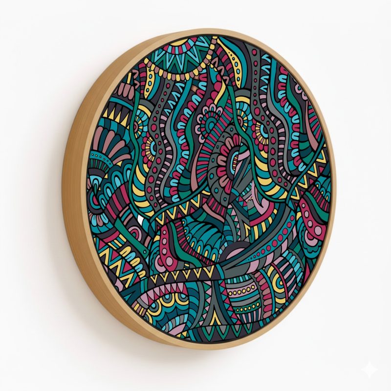 Wall Art | Figurative design pattern - Circular Wooden Frame | Small to ...